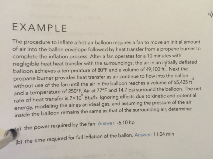 Solved EXAMPLE The procedure to inflate a hot-air balloon | Chegg.com