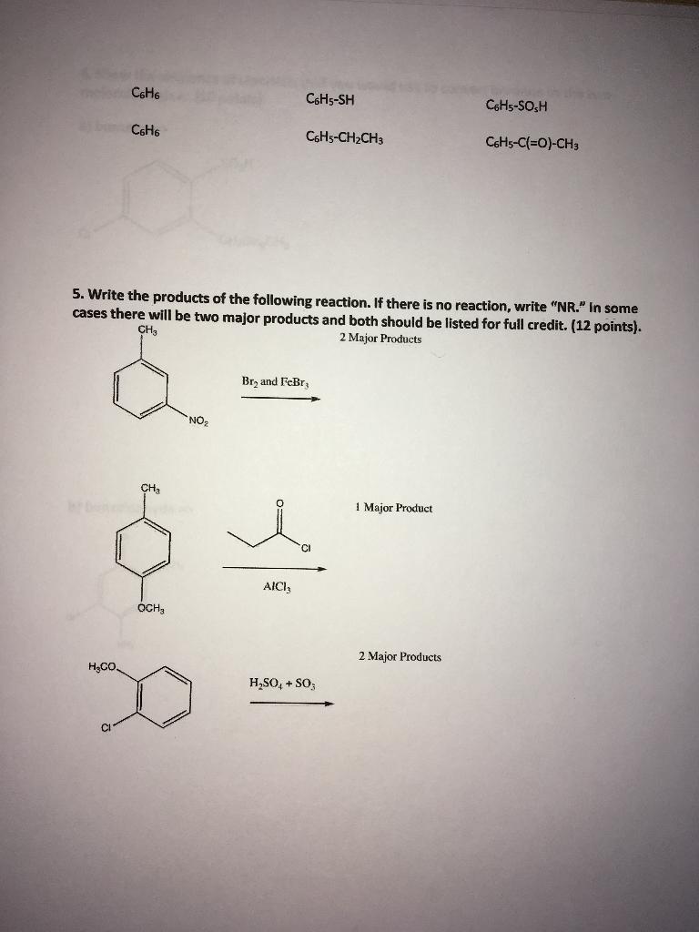 Solved CHE C6H5-SH C6H5-SOSH i CoHo C6H5-CH2CH3 | Chegg.com