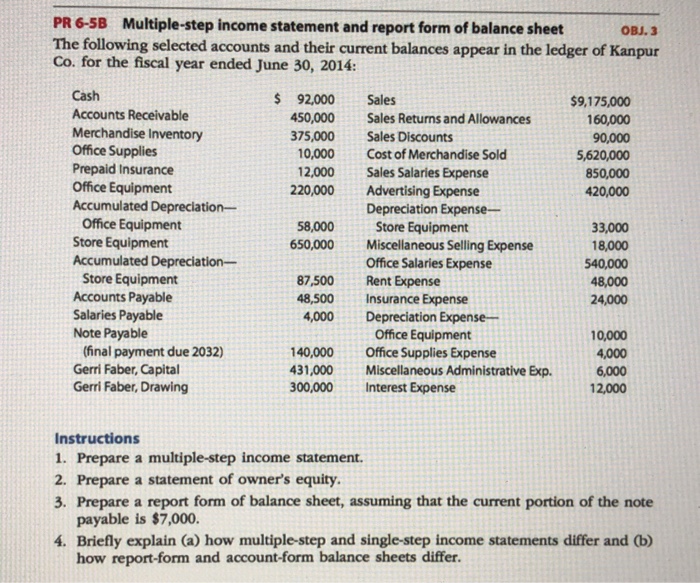 Solved PR 6-5B Multiple-step income statement and report | Chegg.com