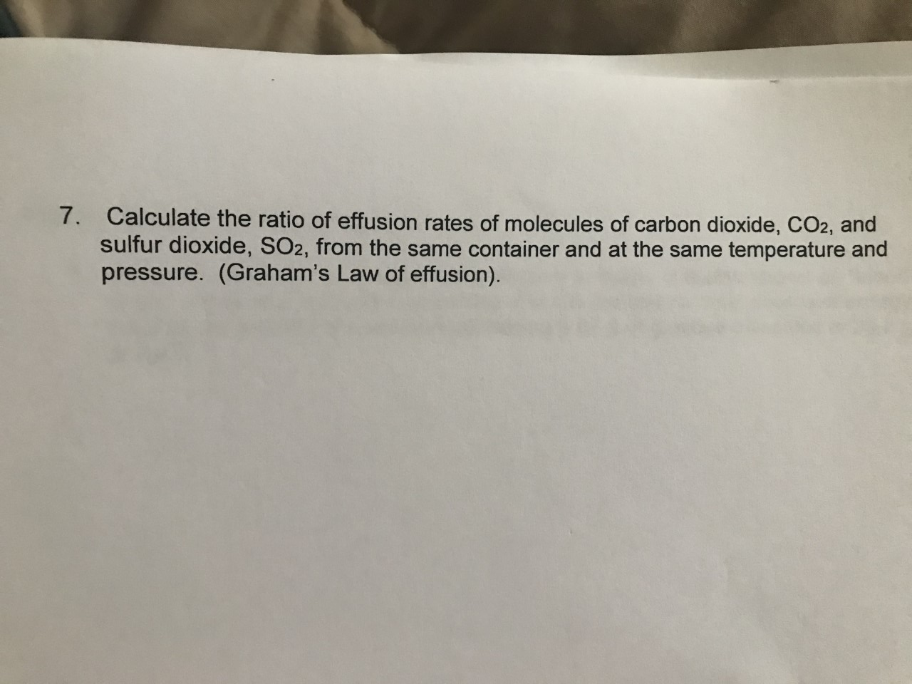 Solved 7. Calculate the ratio of effusion rates of molecules | Chegg.com