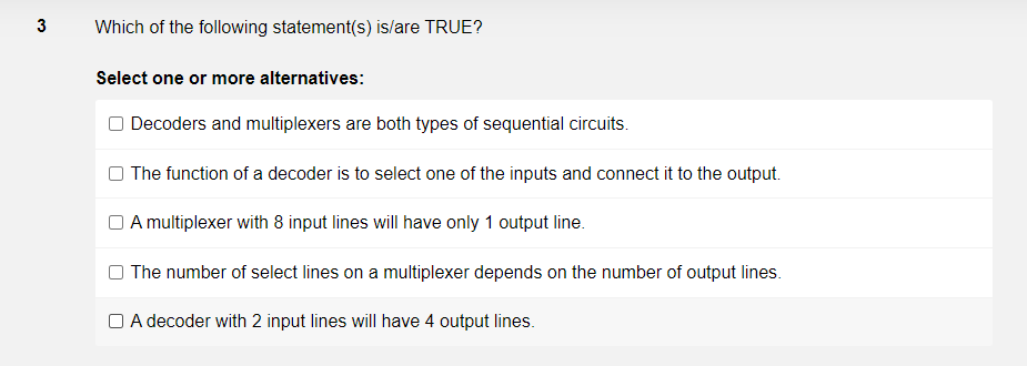 Solved 3 Which of the following statement(s) is/are TRUE? | Chegg.com