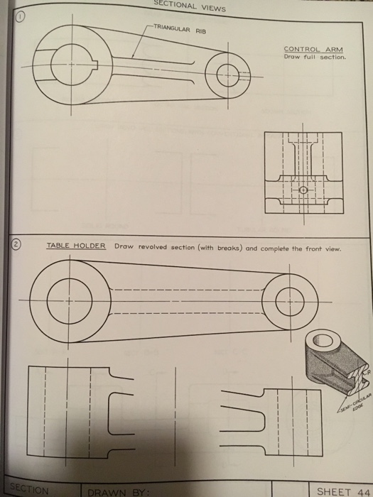 Solved SECTIONAL VIEWS TRIANGULAR RIB CONTROL ARM Drow full | Chegg.com