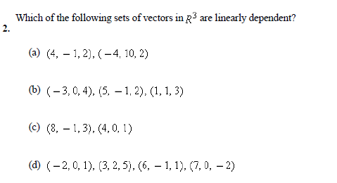 Solved Which of the following sets of vectors in R3 are | Chegg.com