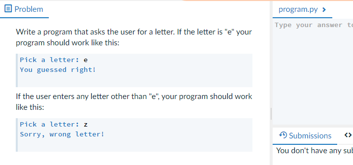 Solved Problem program.py > Type your answer t Write a | Chegg.com