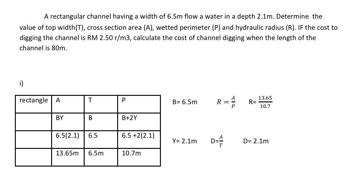 Solved A rectangular channel having a width of 6.5m flow a | Chegg.com