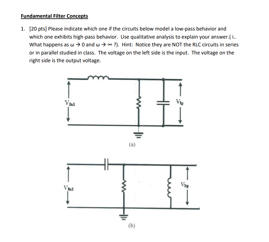 Solved Fundamental Filter Concepts 1. (20 pts) Please | Chegg.com