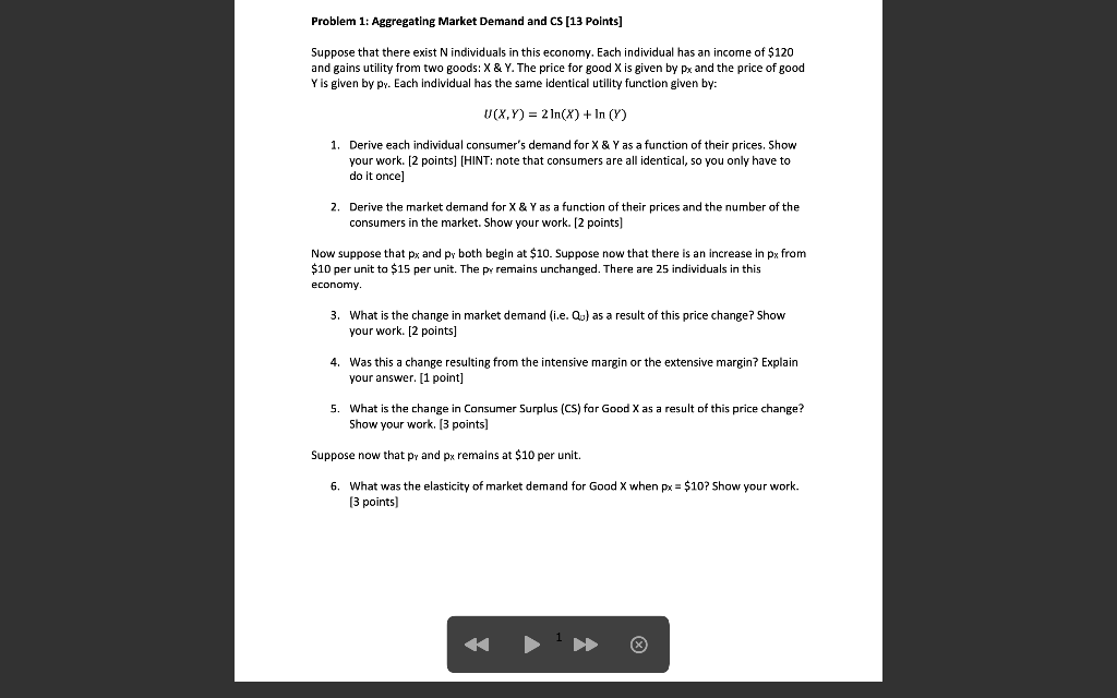 Solved Problem 1: Aggregating Market Demand and CS [13 | Chegg.com