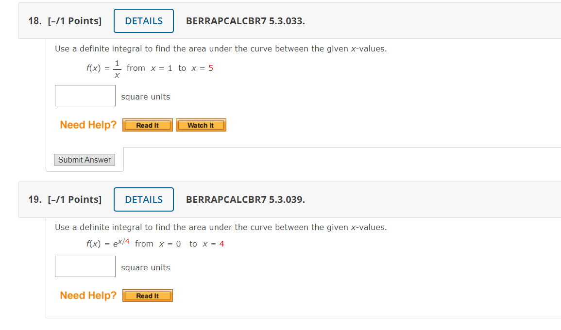 Solved 18. [-/1 Points] DETAILS BERRAPCALCBR7 5.3.033. Use a | Chegg.com