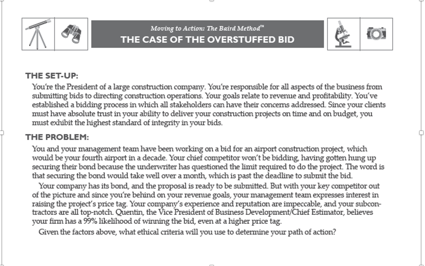 Solved T 지 Moving to Action: The Baird Method THE CASE OF | Chegg.com