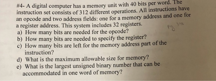 Solved A digital computer has a memory unit with 49 bits per | Chegg.com