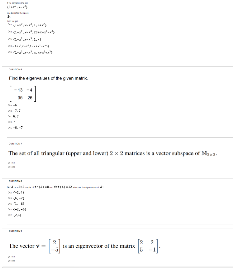 Solved we complete the set {1+x2,x-x) to a basis for the | Chegg.com