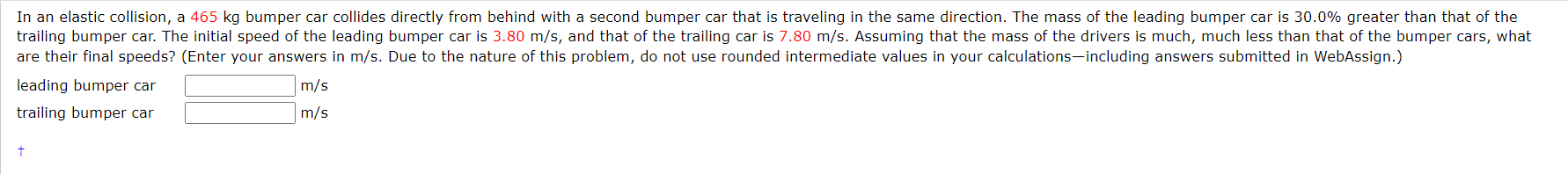 Solved leading bumper car trailing bumper car m/s m/s + | Chegg.com