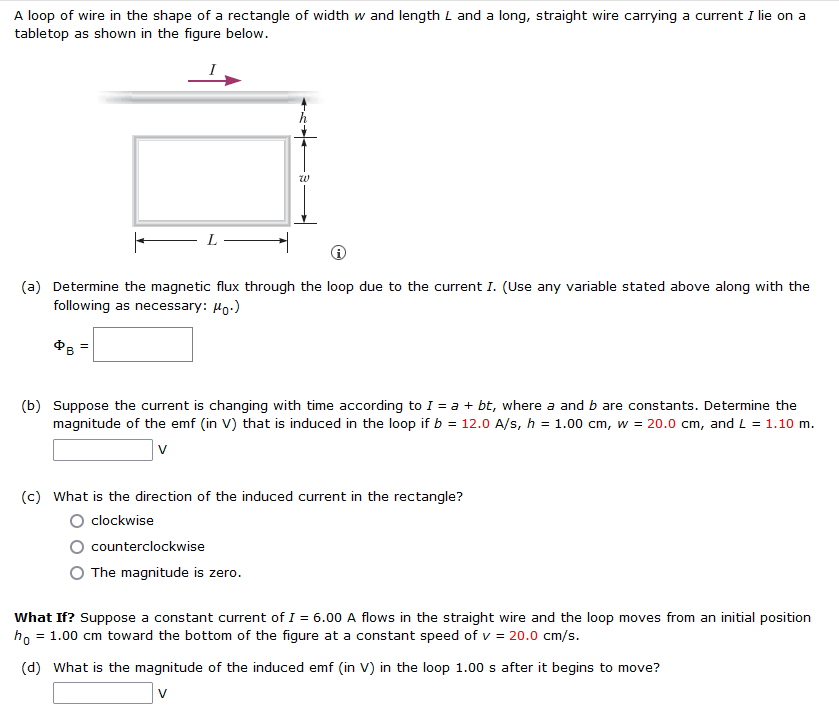Solved A Loop Of Wire In The Shape Of A Rectangle Of Width 