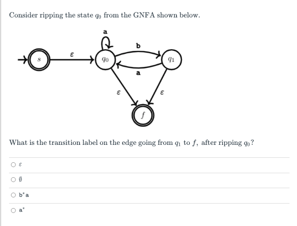 Solved Consider ripping the state go from the GNFA shown | Chegg.com