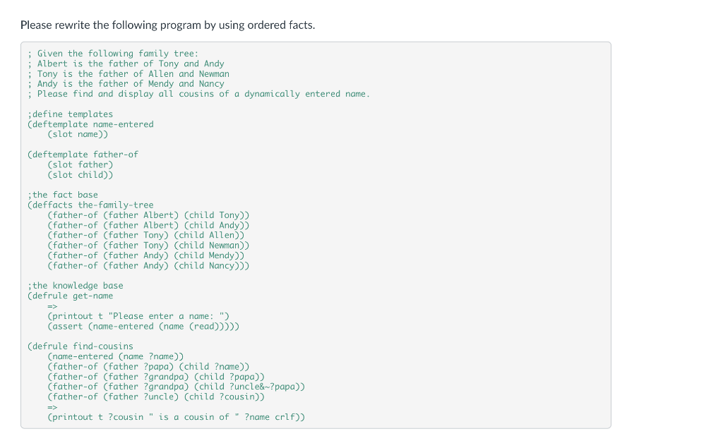 Solved Please rewrite the following program by using ordered | Chegg.com