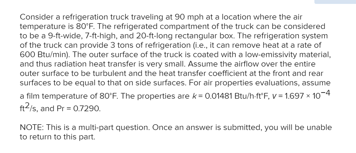Consider a refrigeration truck traveling at 90mph at | Chegg.com
