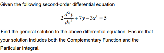 Solved Given the following second-order differential | Chegg.com