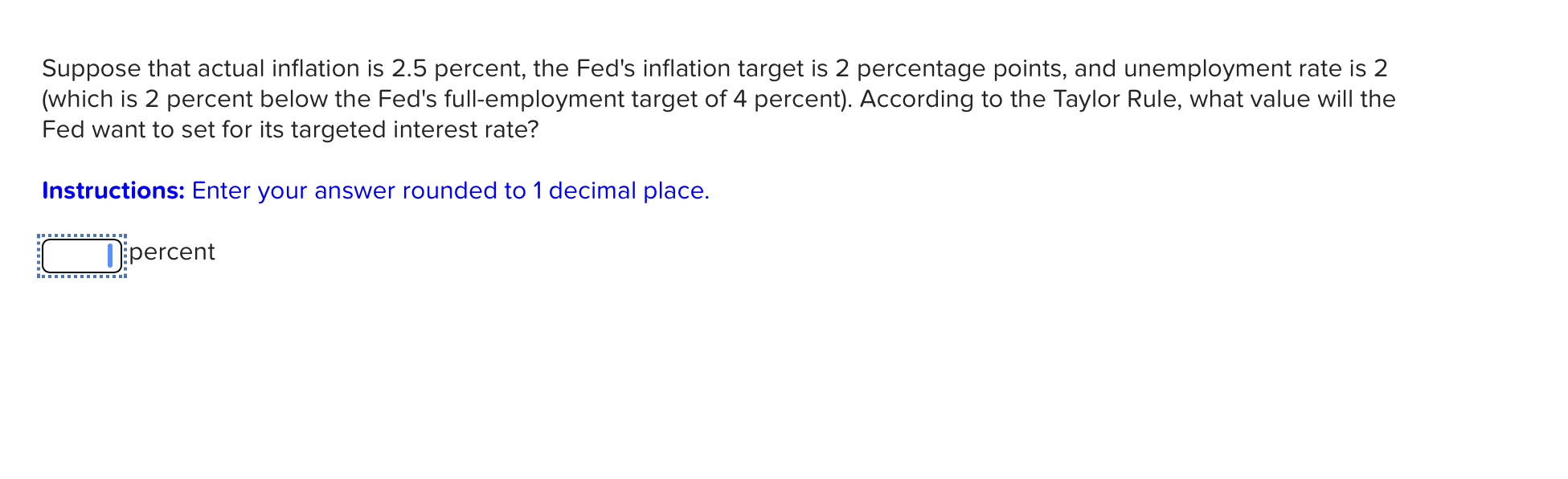Solved Suppose that actual inflation is 2.5 percent, the | Chegg.com