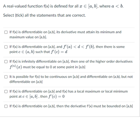 Solved A real-valued function f(x) is defined for all 2 € | Chegg.com