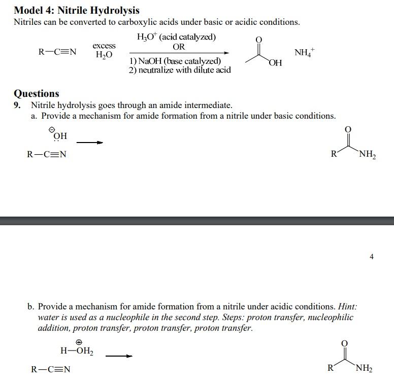 Solved Model 4: Nitrile Hydrolysis Nitriles can be converted | Chegg.com