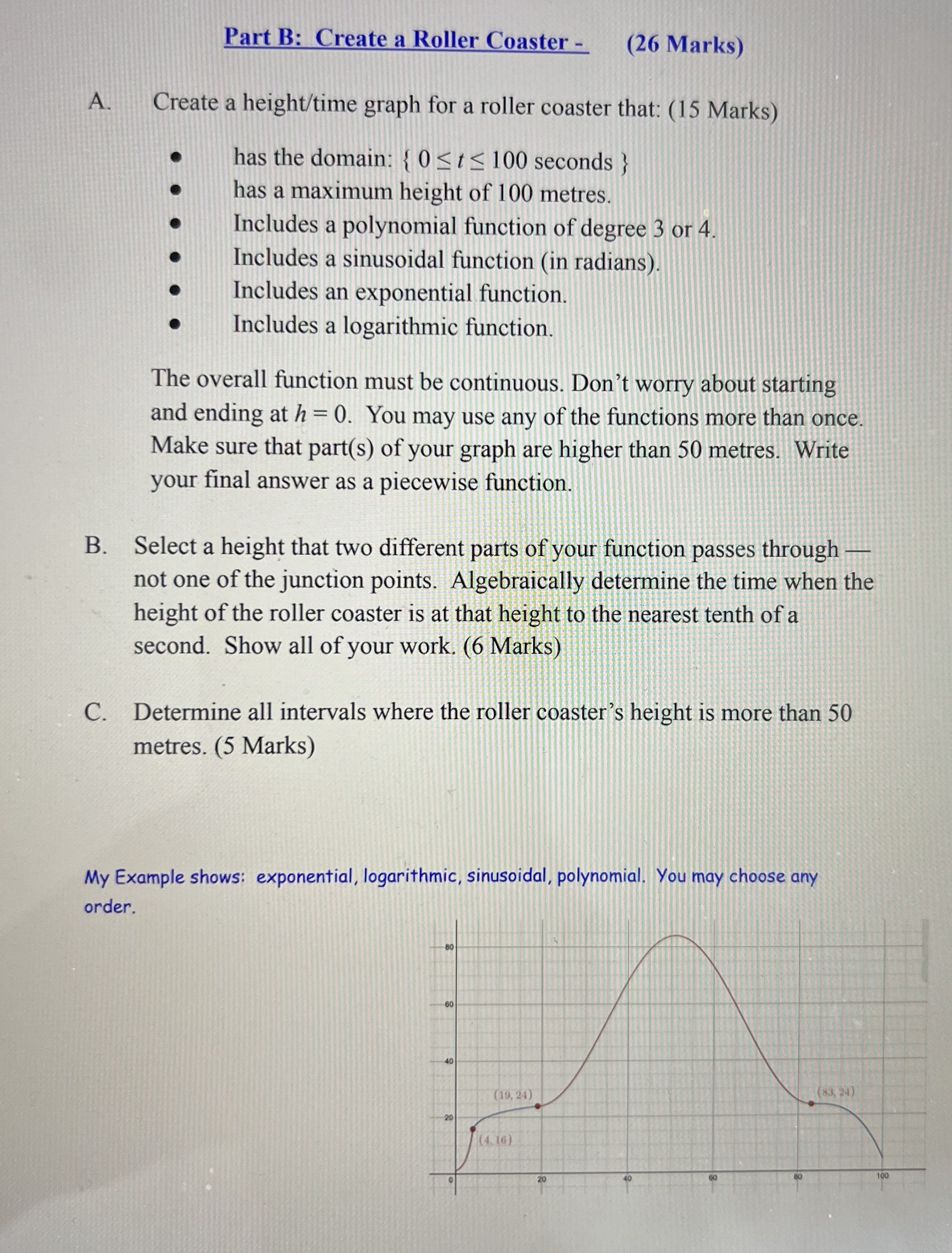 Solved A. ﻿Create a height/time graph for a roller coaster | Chegg.com