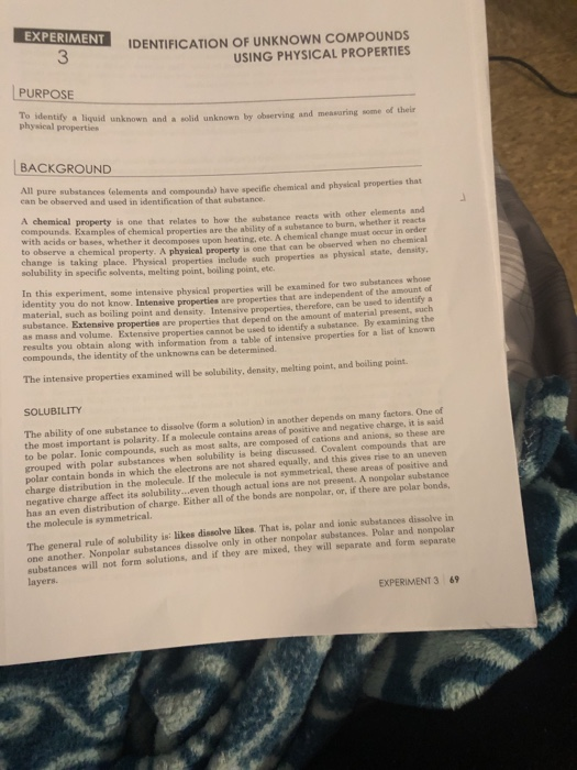 Solved EXPERIMENT sure IDENTIFICATION OF UNKNOWN COMPOUNDS | Chegg.com