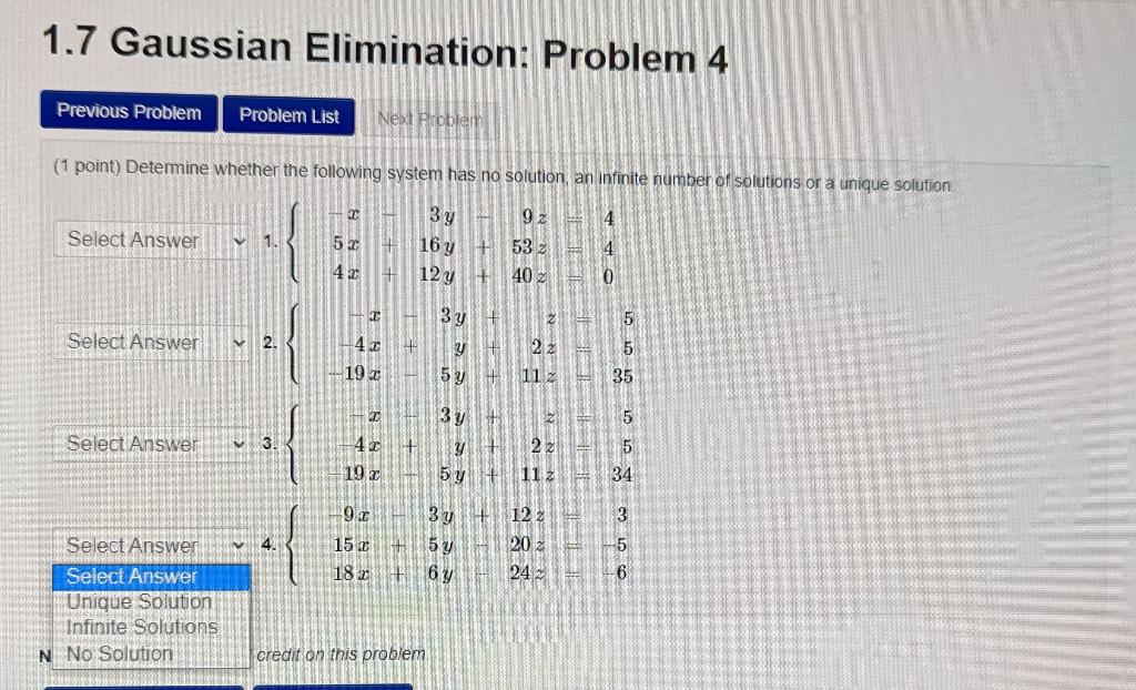 Solved (1 point) Determine whether the following system has | Chegg.com