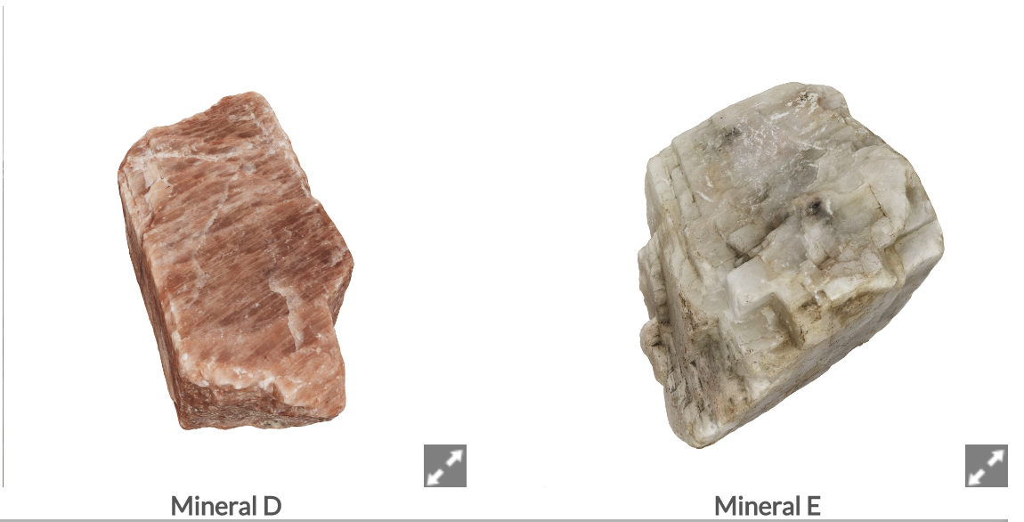 Solved Examine the five mineral specimens (i.e., rotate and | Chegg.com