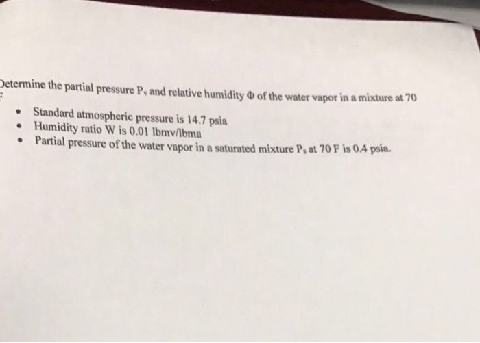 Solved Determine the partial pressure P_v and relative | Chegg.com