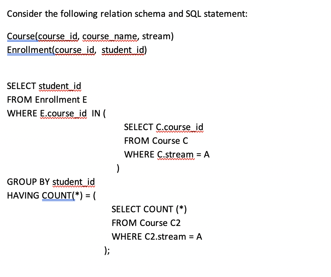 Solved Consider the following relation schema and SQL | Chegg.com