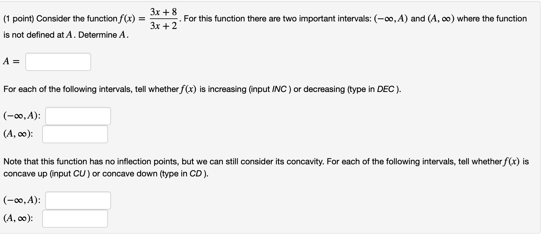 Solved (1 point) Consider the function f(x) = ** _ 3x + 8 . | Chegg.com