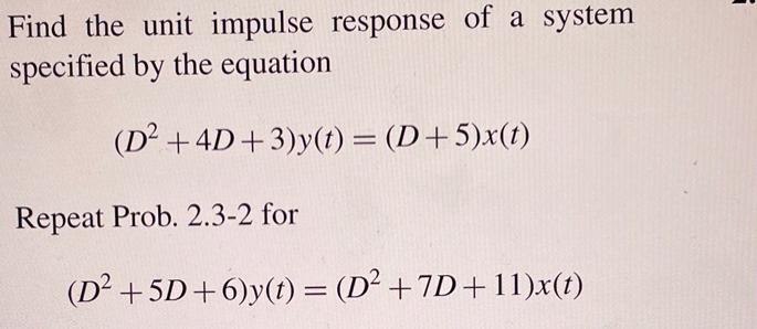Solved solve using impulse matching method and show all work | Chegg.com