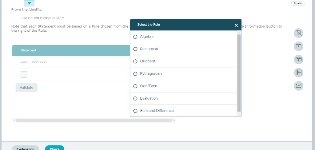 Solved Prove the identity. = cscx - cotx cosx = sinx Note | Chegg.com