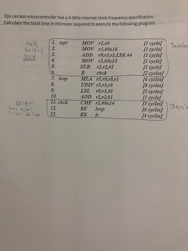 Solved 3)A certain microcontroller has a 4 MHz internal | Chegg.com