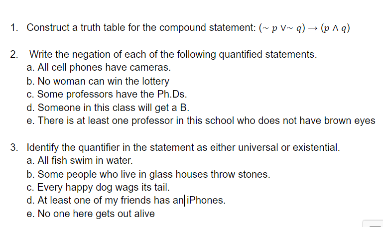 Solved 1. Construct a truth table for the compound | Chegg.com