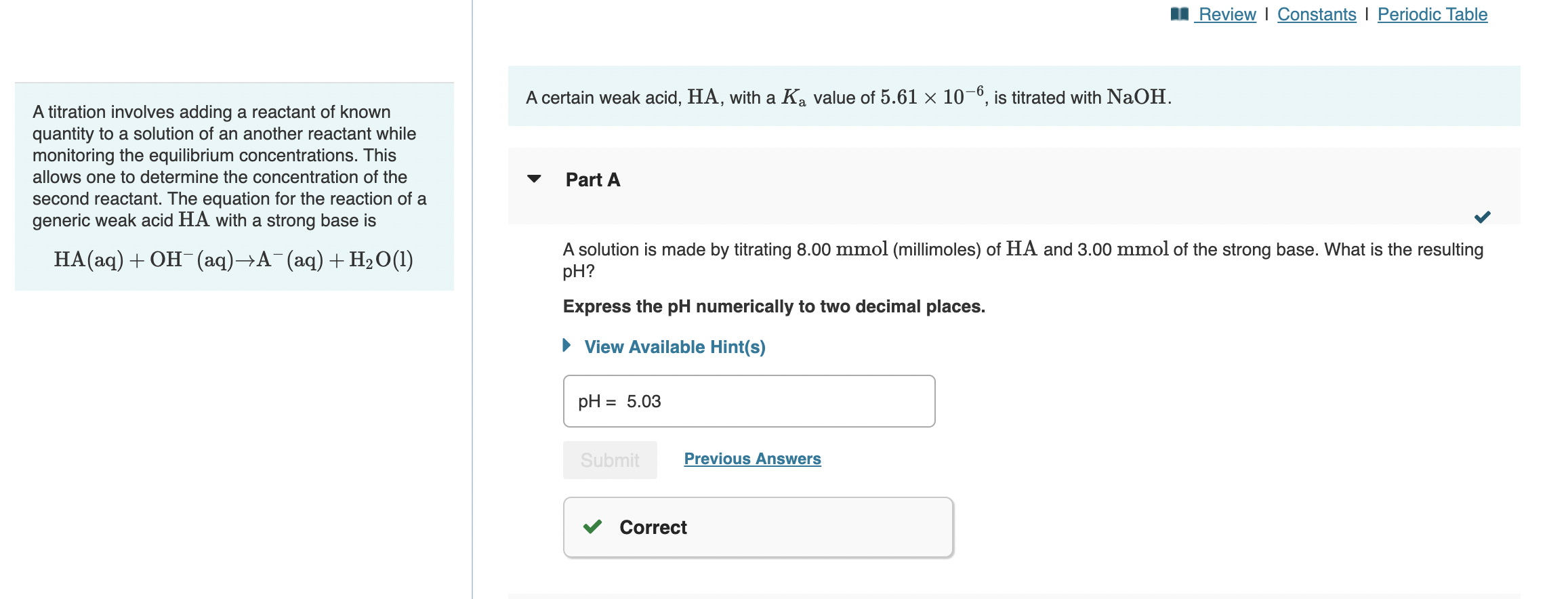 Solved A titration involves adding a reactant of known A | Chegg.com