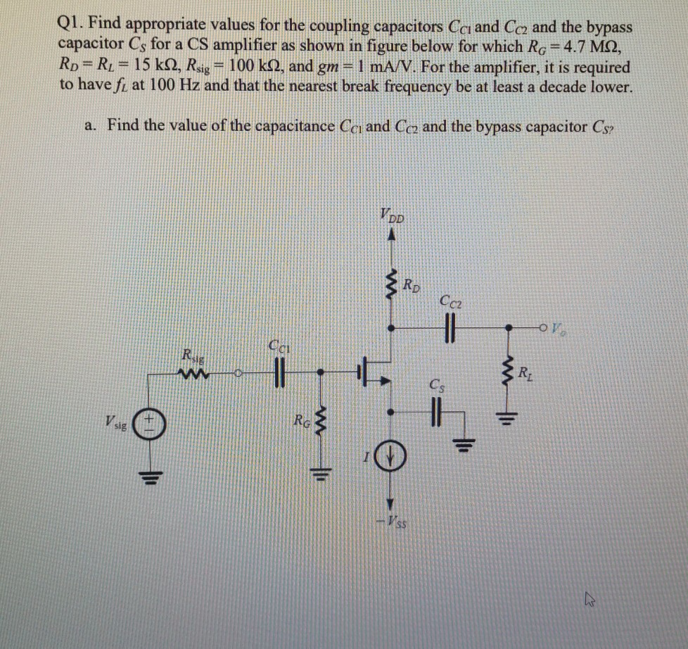 Solved 01. Find appropriate values for the coupling | Chegg.com