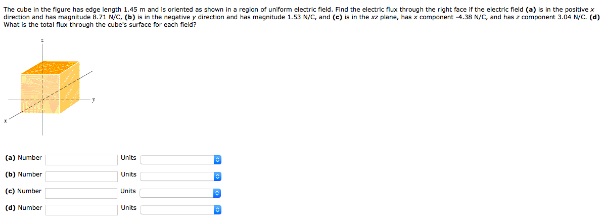 Solved The cube in the figure has edge length 1.45 m and is | Chegg.com