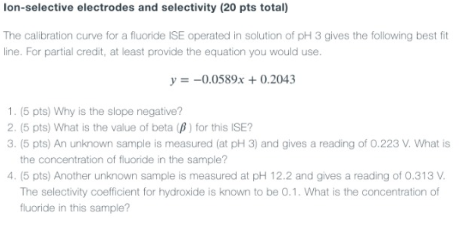 Solved lon-selective electrodes and selectivity (20 pts | Chegg.com