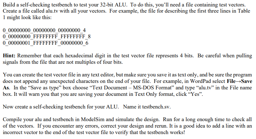 Solved Problem 2 :: 32 Bit ALU Introduction In this lab | Chegg.com