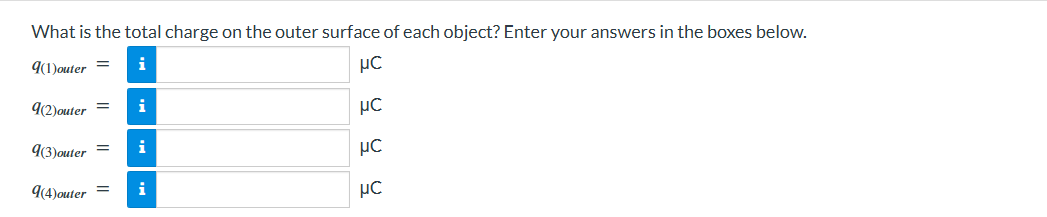 Solved What is the total charge on the outer surface of each | Chegg.com