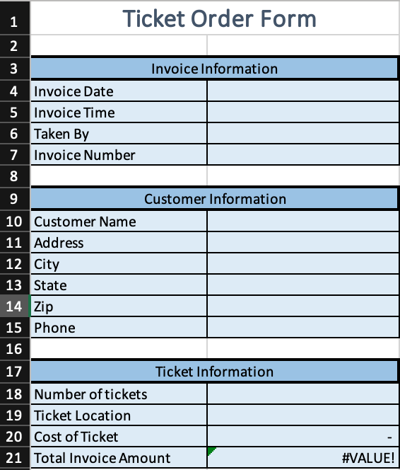 Solved w NP 1 Ticket Order Form 2 3 Invoice Information 4 | Chegg.com