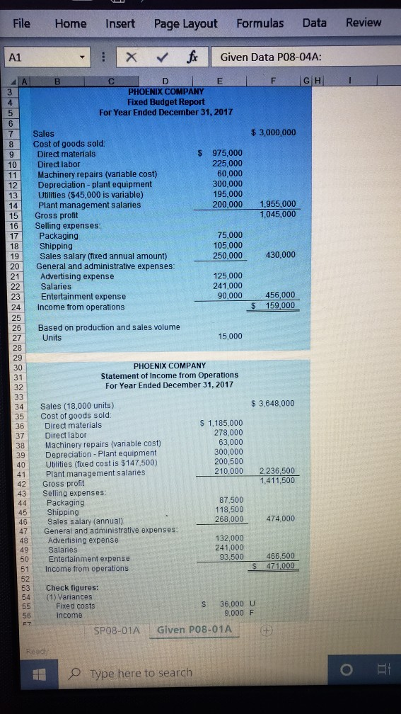 Solved File Home Insert Page Layout Formulas Data Review X | Chegg.com