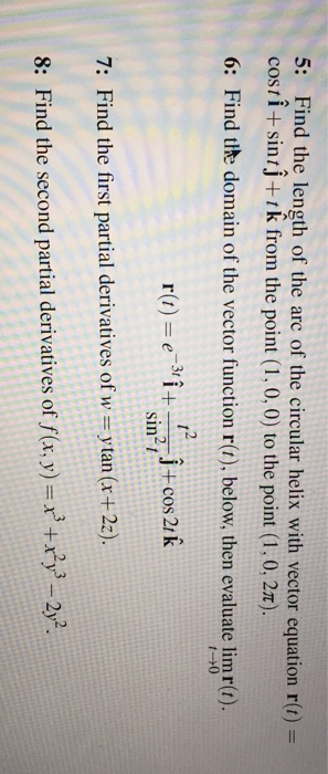 Solved Find the length of the arc of the circular helix with | Chegg.com