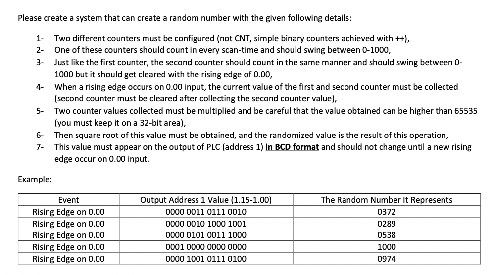 Solved Please create a system that can create a random | Chegg.com