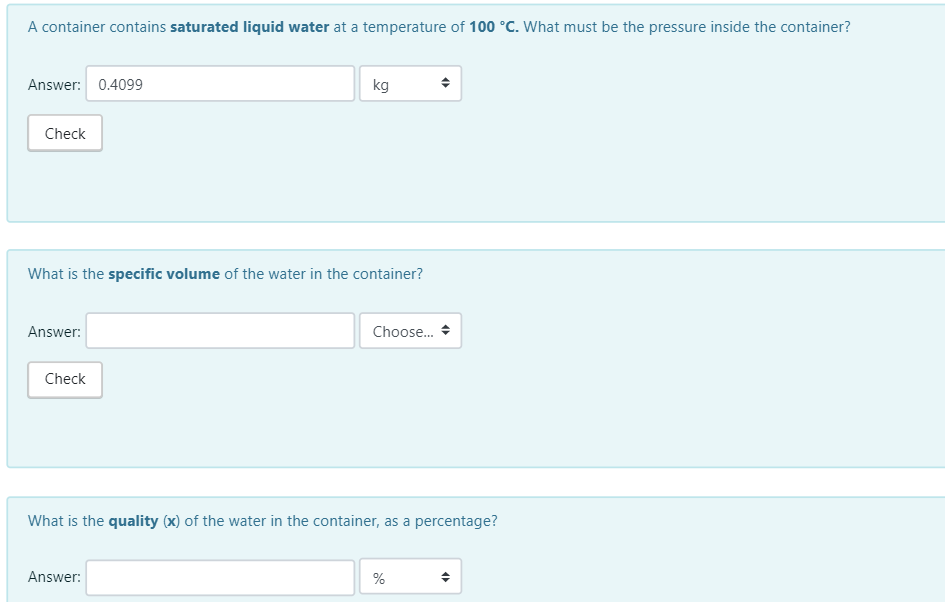 Solved A container contains saturated liquid water at a | Chegg.com