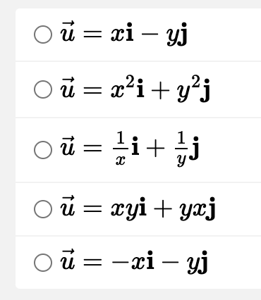 Solved Which vector field does the arrow plot correspond to? | Chegg.com