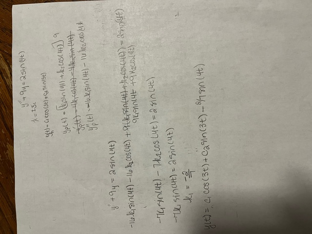 Solved I am getting 2/7 ﻿sin (4t) ﻿for my the yp(t) ﻿answer, | Chegg.com