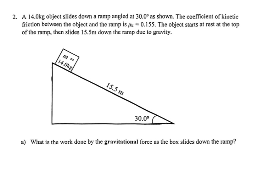 Solved A 14.0kg object slides down a ramp angled at | Chegg.com