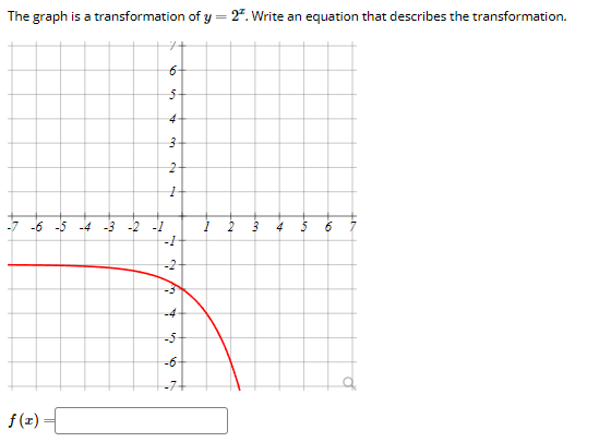Solved The graph is a transformation of y=2x. ﻿Write an | Chegg.com